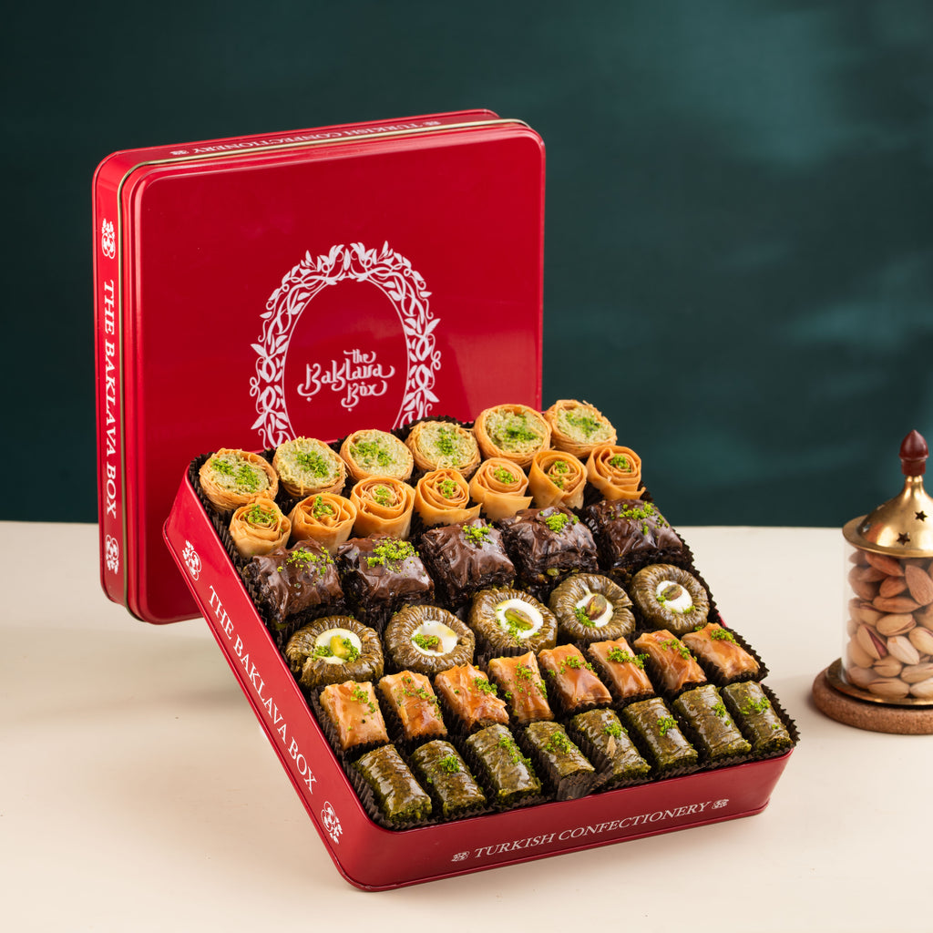 Assorted Red-Tin Baklava Box 1Kg – THE BAKLAVA BOX