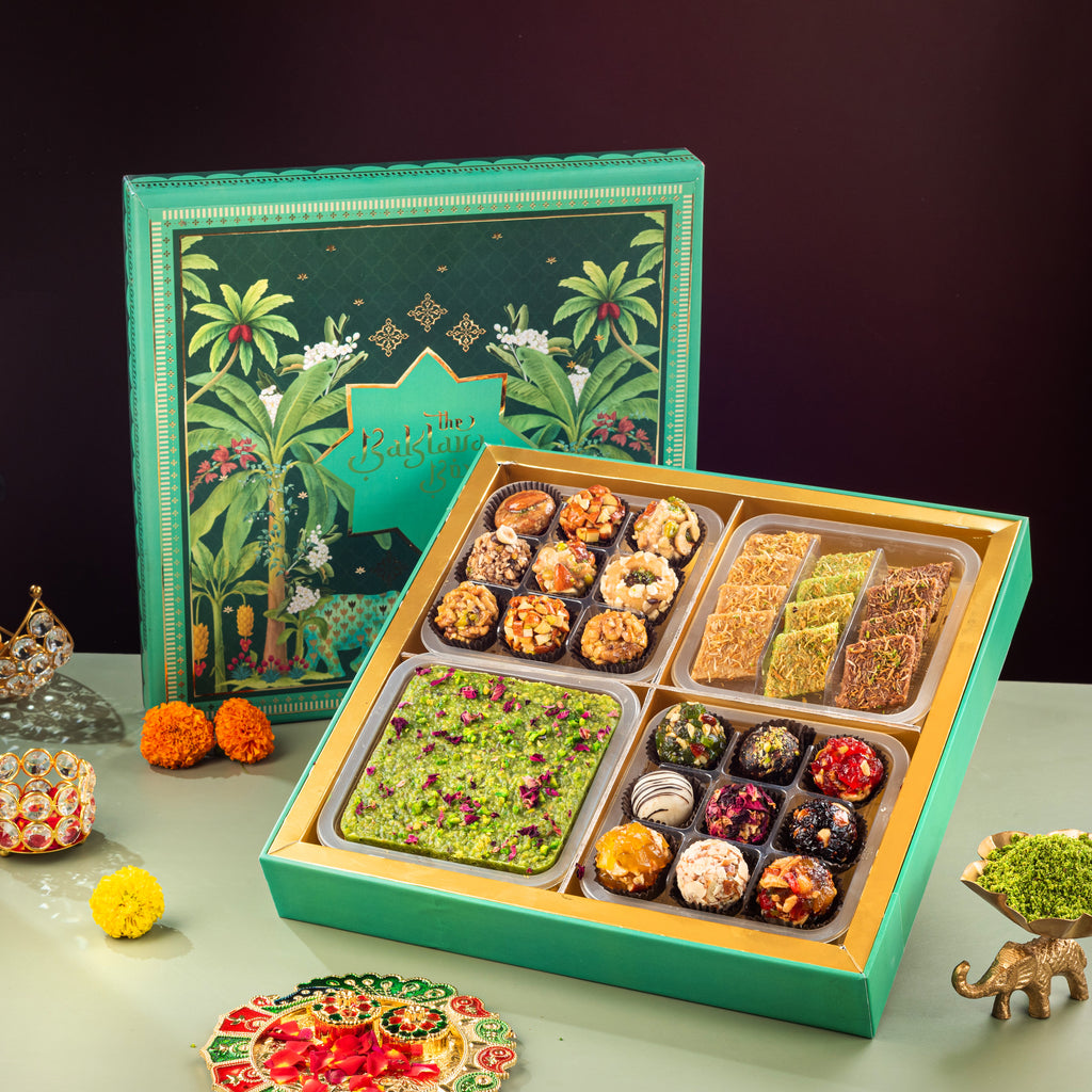 Royal Emerald Indian Sweets Hamper – THE BAKLAVA BOX