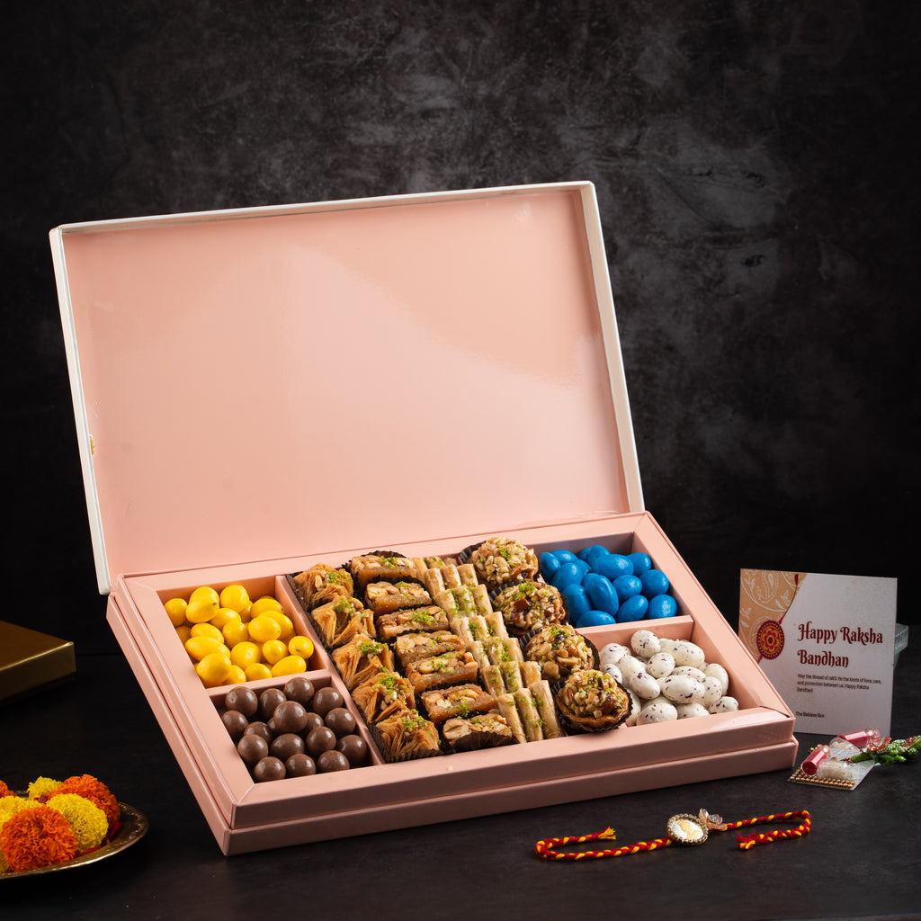 Rakhi Special – Assorted Sweets & Coated Mix-Dryfruit Box – THE BAKLAVA BOX