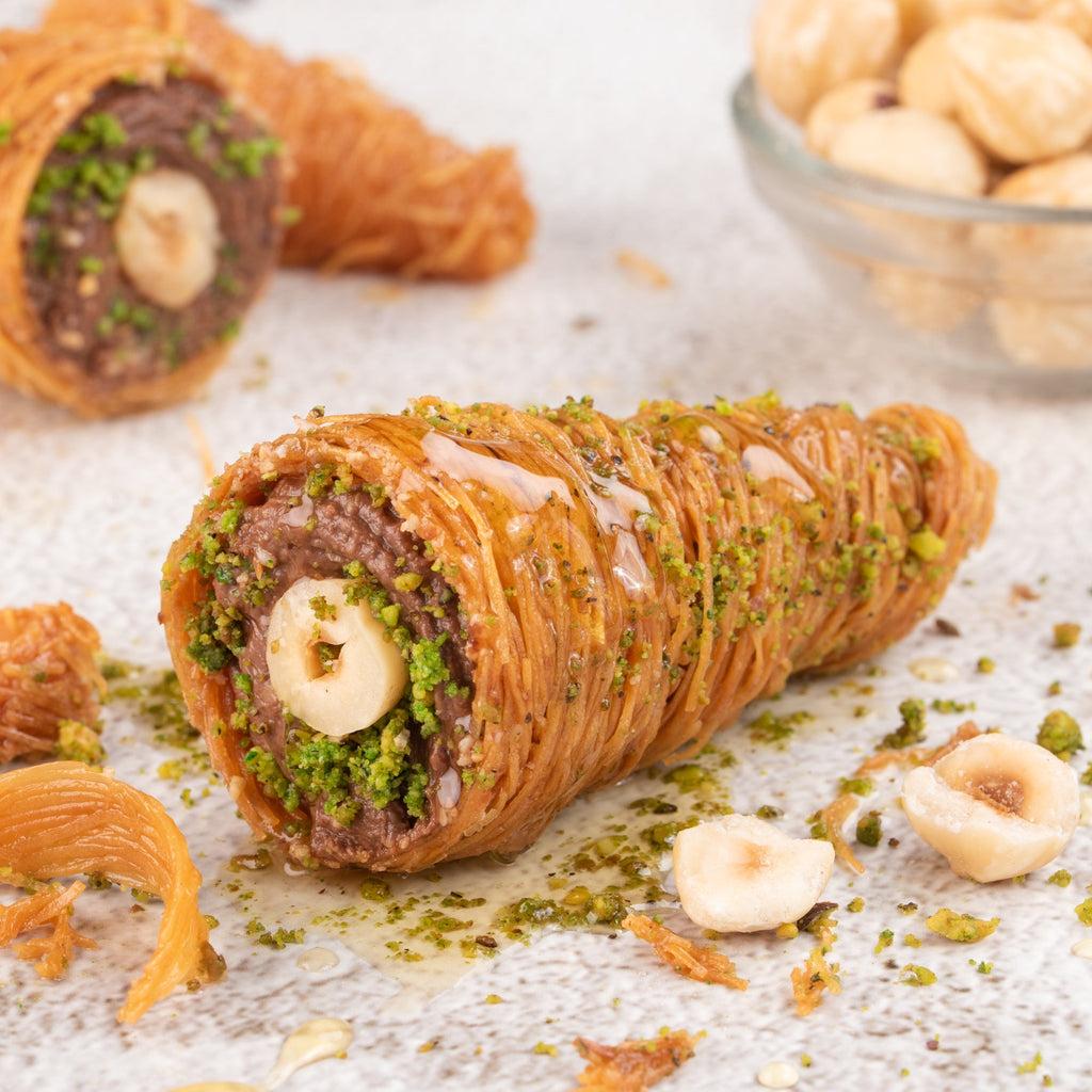 Hazelnut Kunafa Cones – THE BAKLAVA BOX