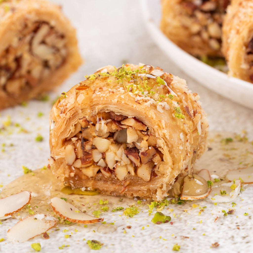 Turkish Almond Roll Sweets – THE BAKLAVA BOX